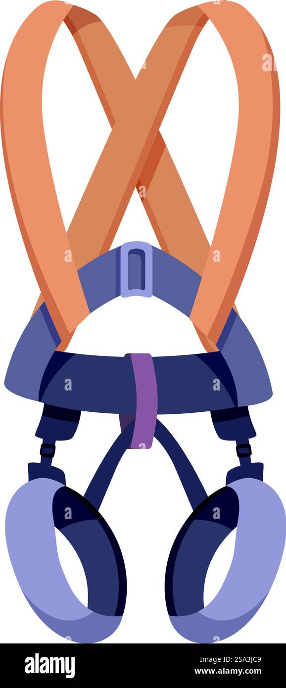 Colorful cartoon climbing harness vector illustration with adjustable ...