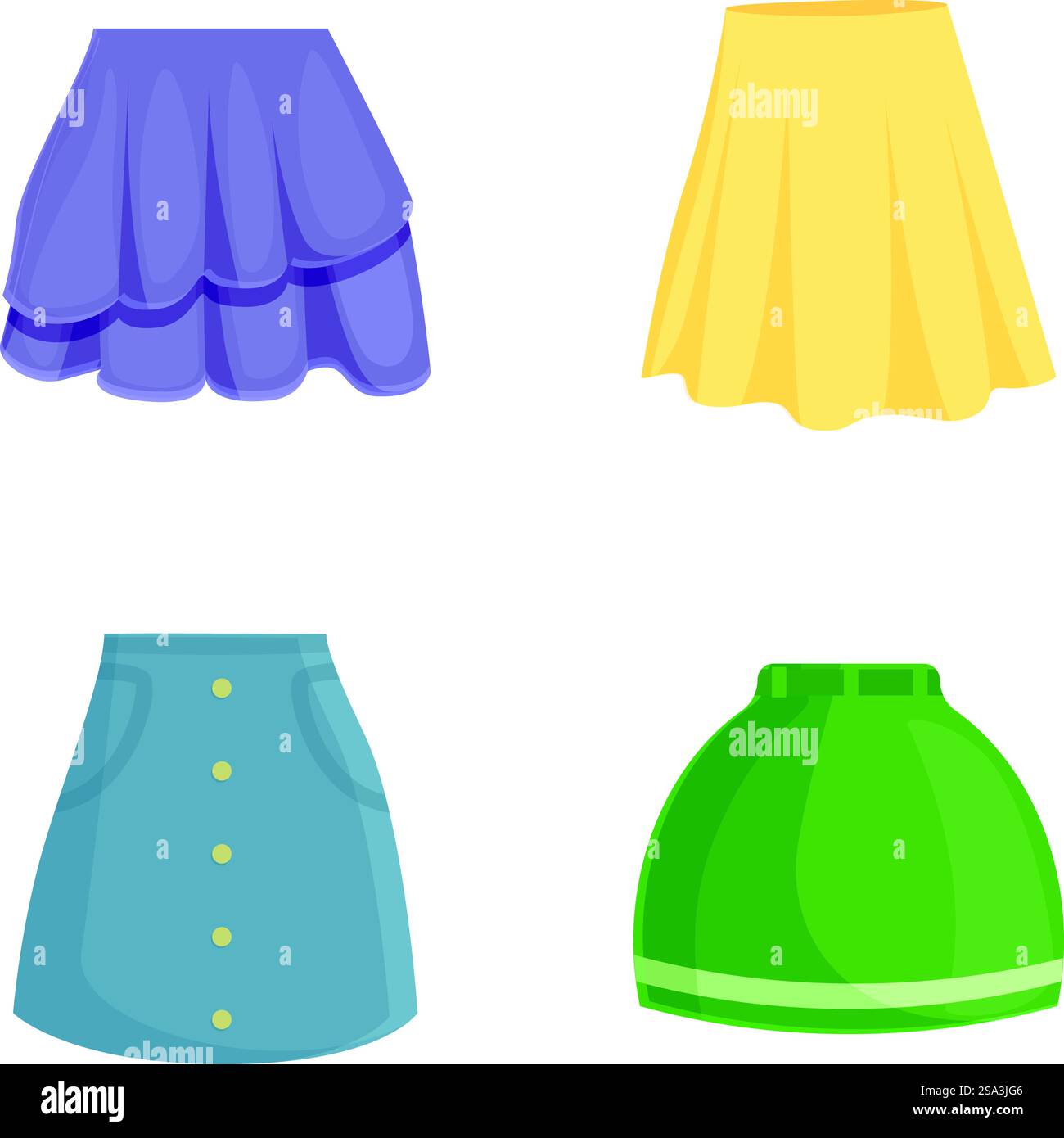 Collection of four stylish skirts in flat design for fashion related ...