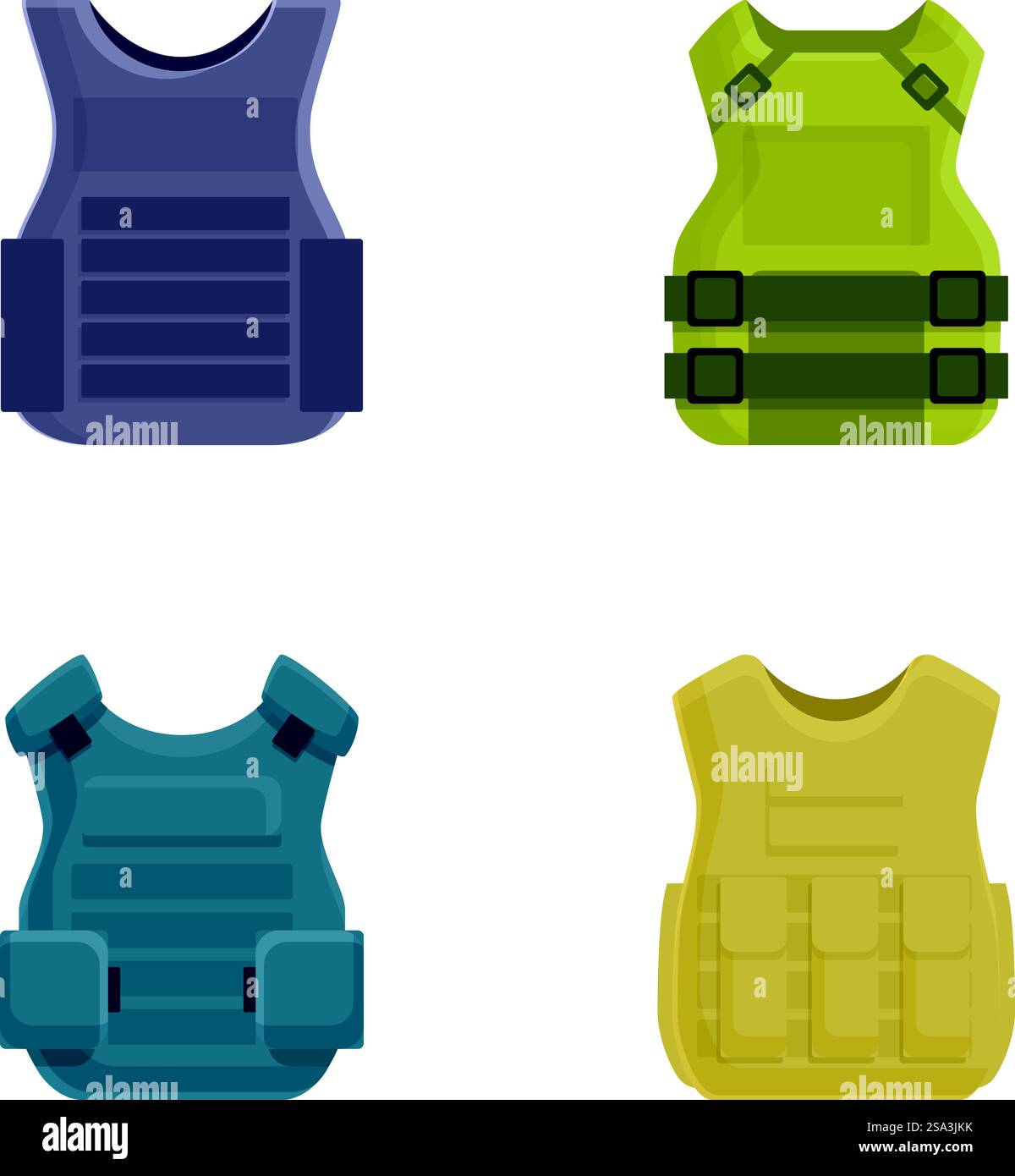 Four flat design icons depicting different styles and colors of modern ...