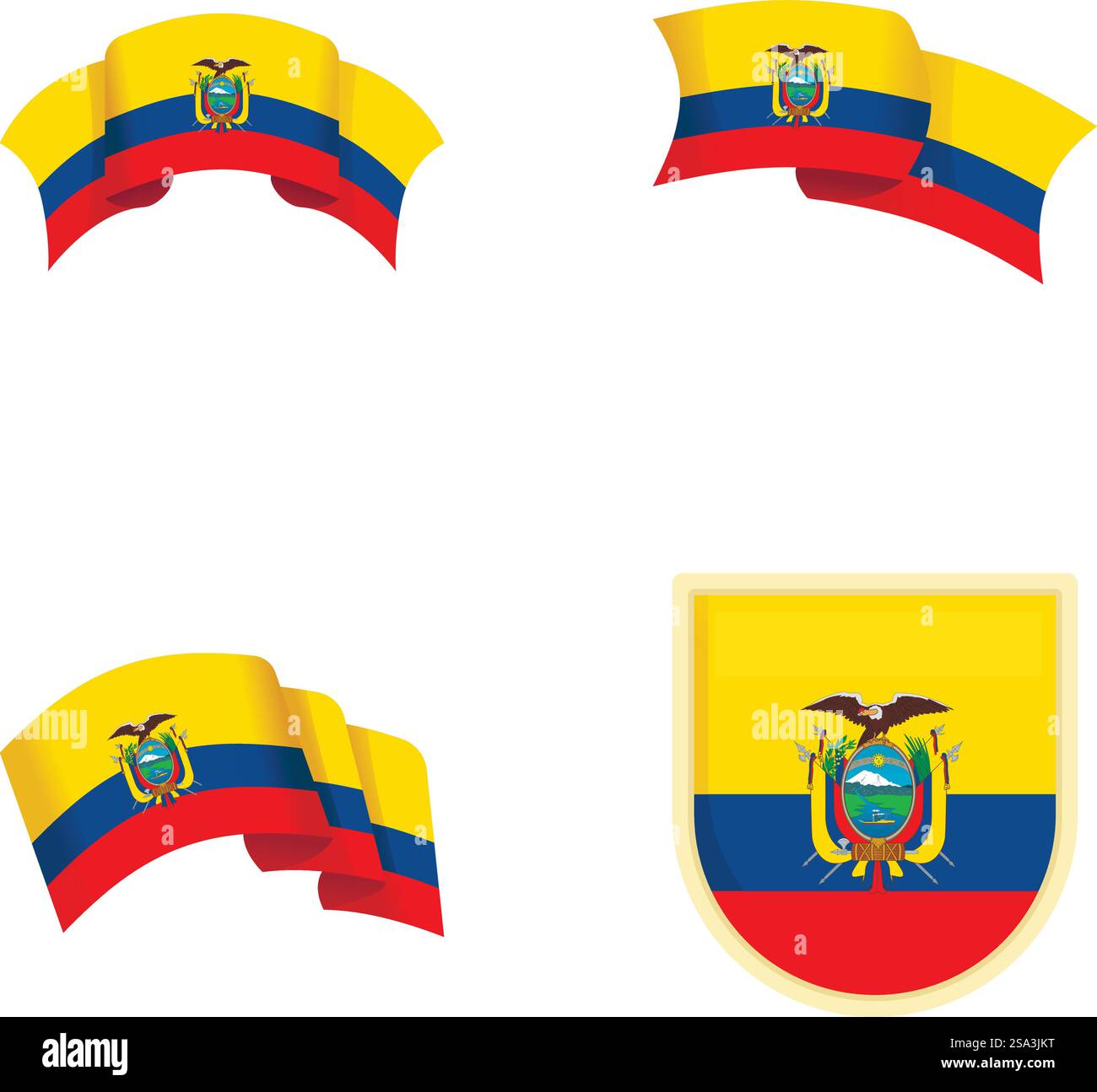 Ecuador flag icons set cartoon vector. Ecuador official flag. South ...