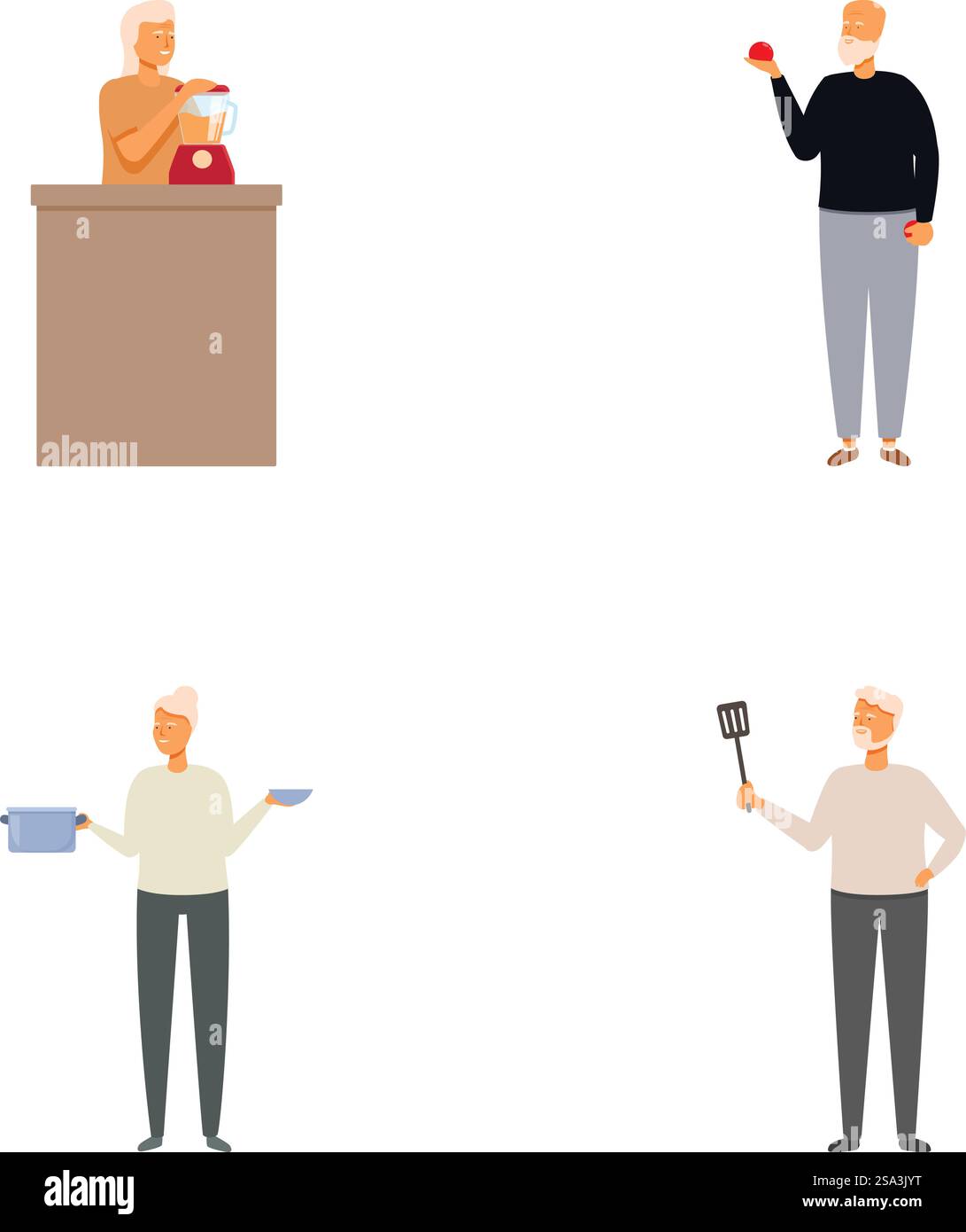 Older men cooking Stock Vector Images - Alamy