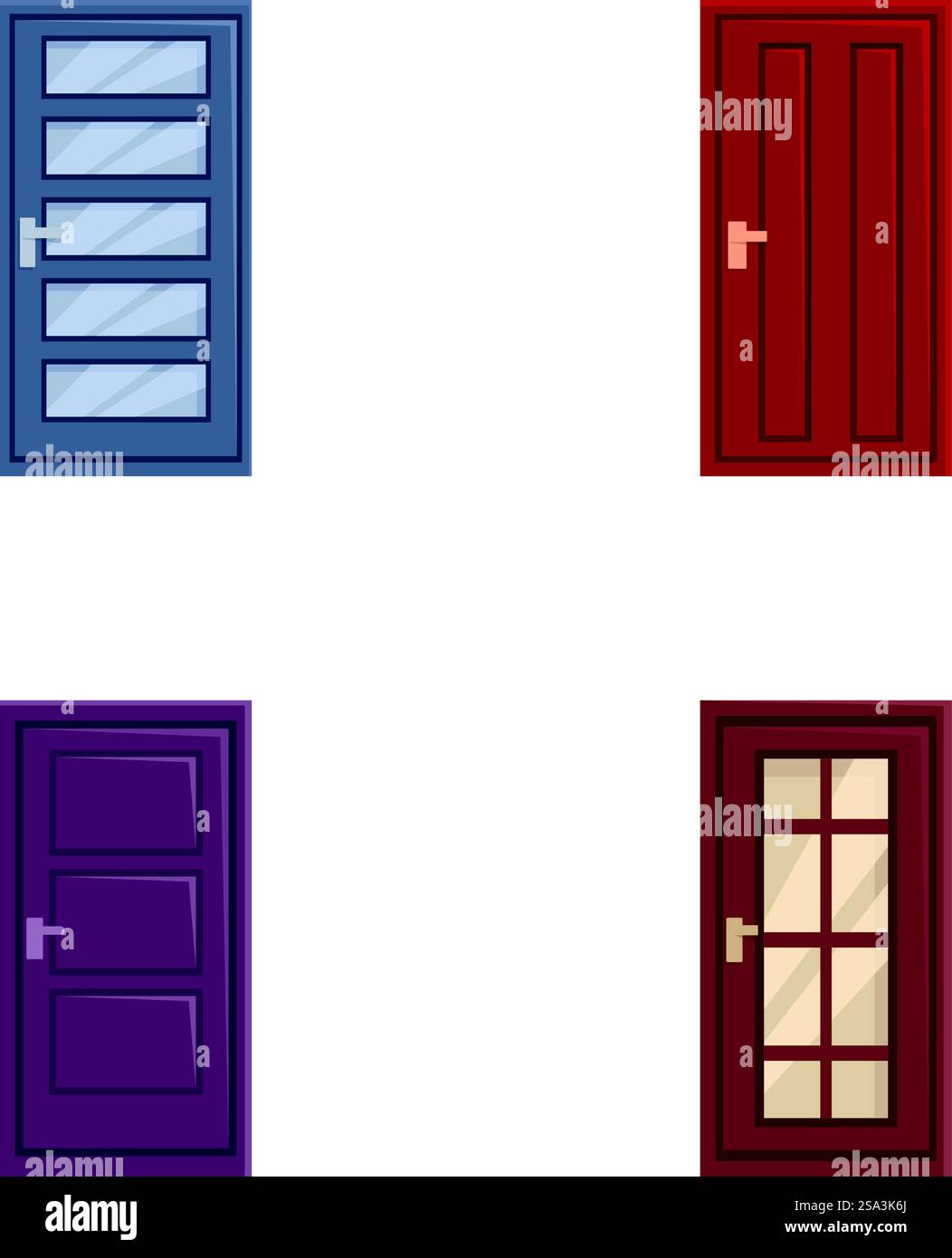Collection of colorful cartoon doors in different styles, suitable for ...