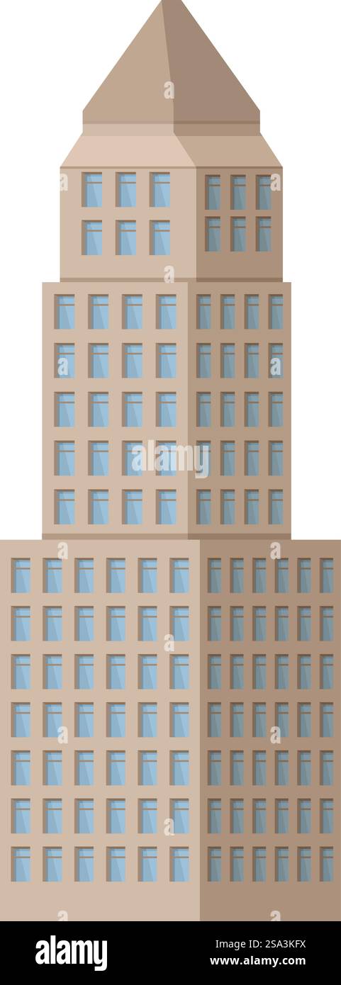 Modern city skyscraper vector illustration in minimalist flat design ...
