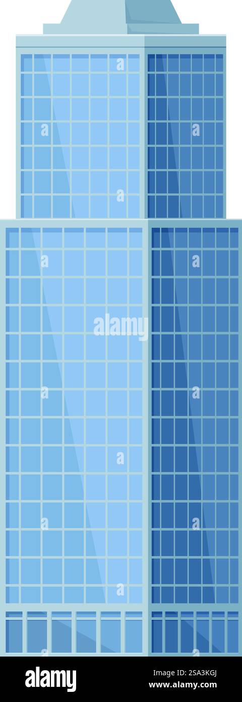 Vector graphic of a contemporary highrise office building with a blue ...