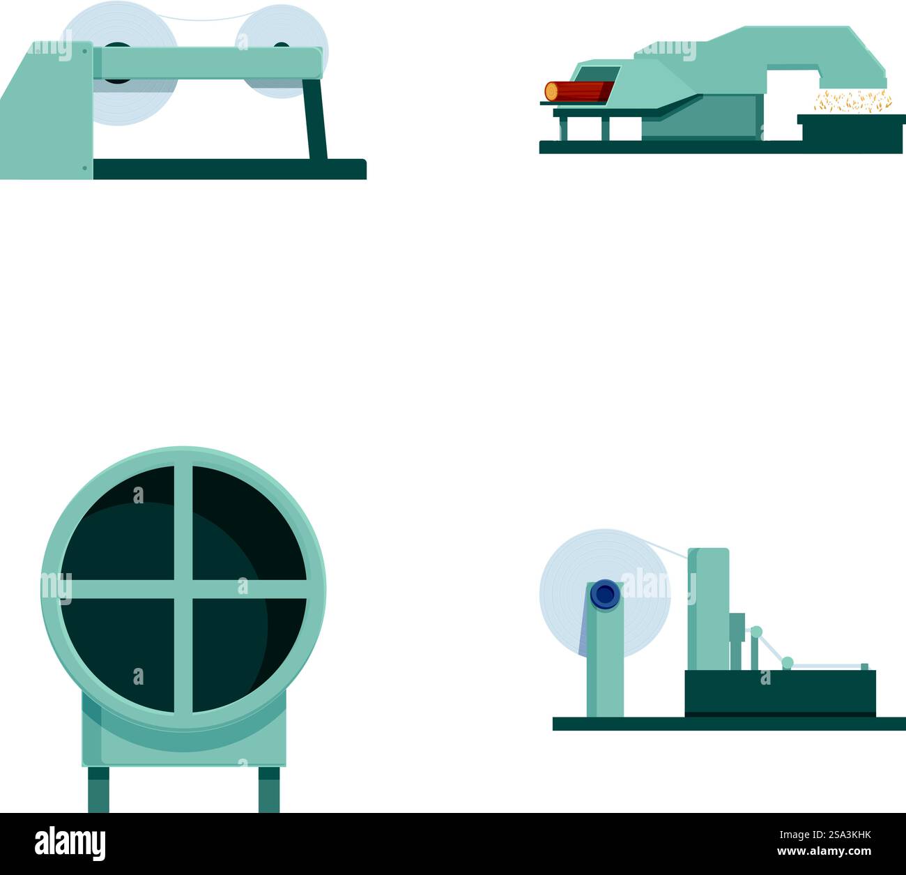 Set of precise and scalable industrial machinery icons in flat design ...