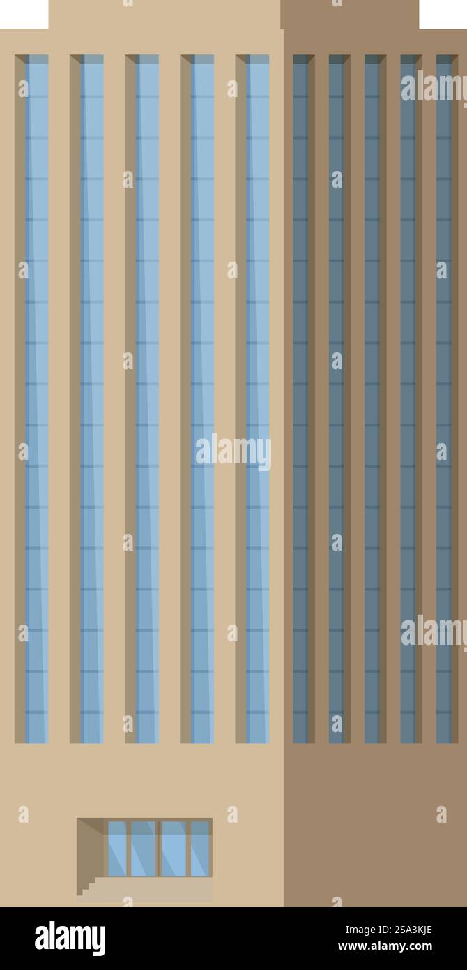 Vector graphic of a contemporary highrise office building with a clear ...