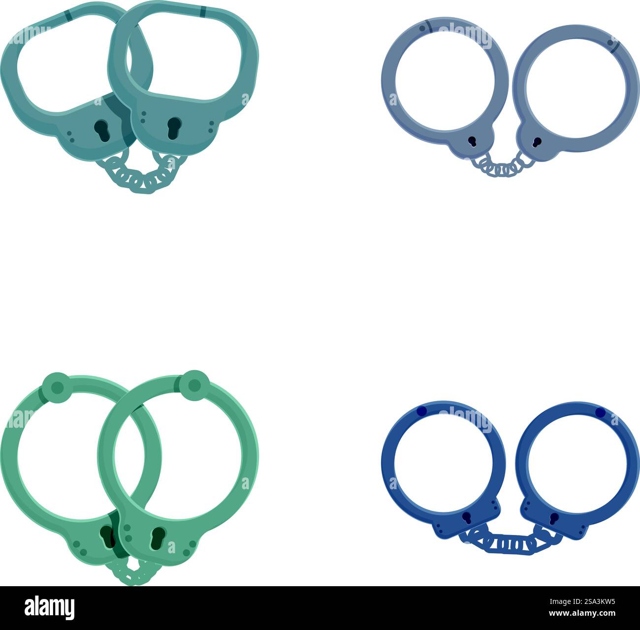 Handcuff icons set cartoon vector. Closed metal handcuff. Arrest ...