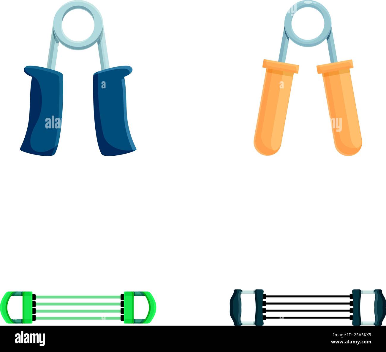Espander icons set cartoon vector. Different type of metal expander ...