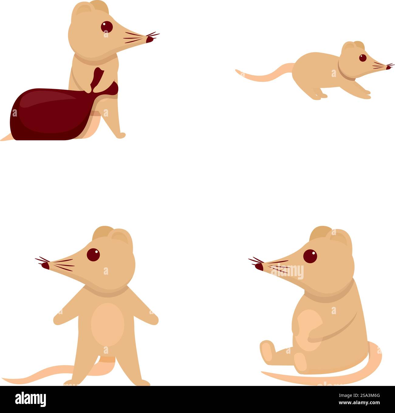 Elephant shrew icons set cartoon vector. Long nose shrew mouse. Rare ...