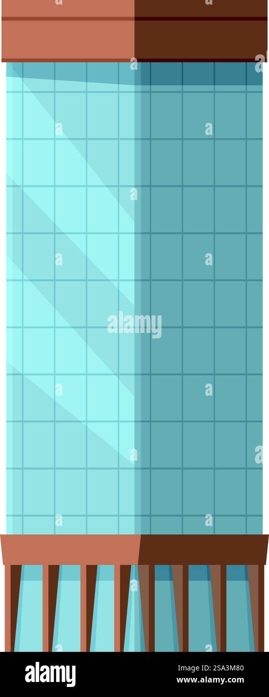 Contemporary urban skyscraper facade illustration with modern glass ...