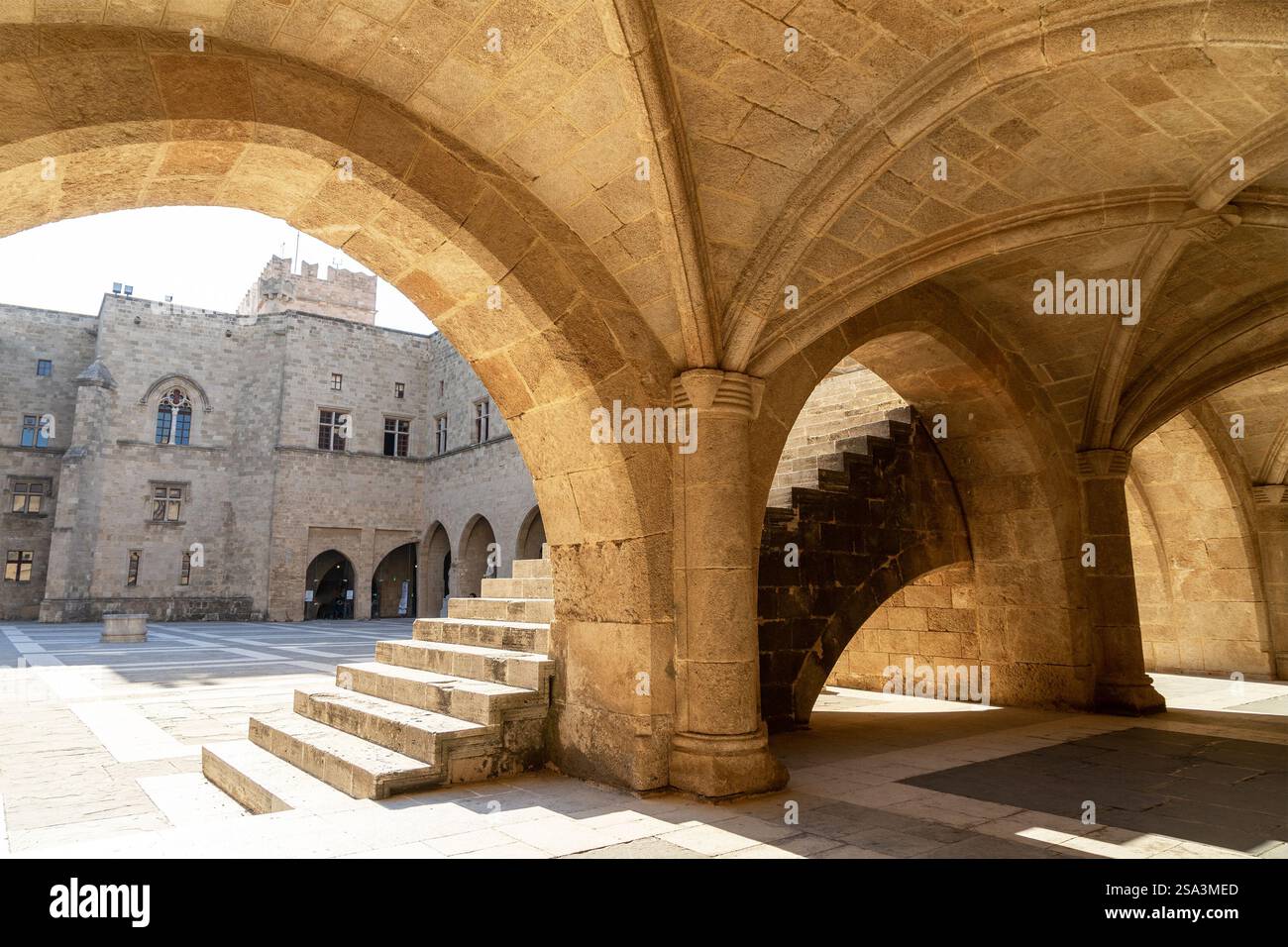Arcades at the courtyard of Palace of the Grand Master of the Knights ...