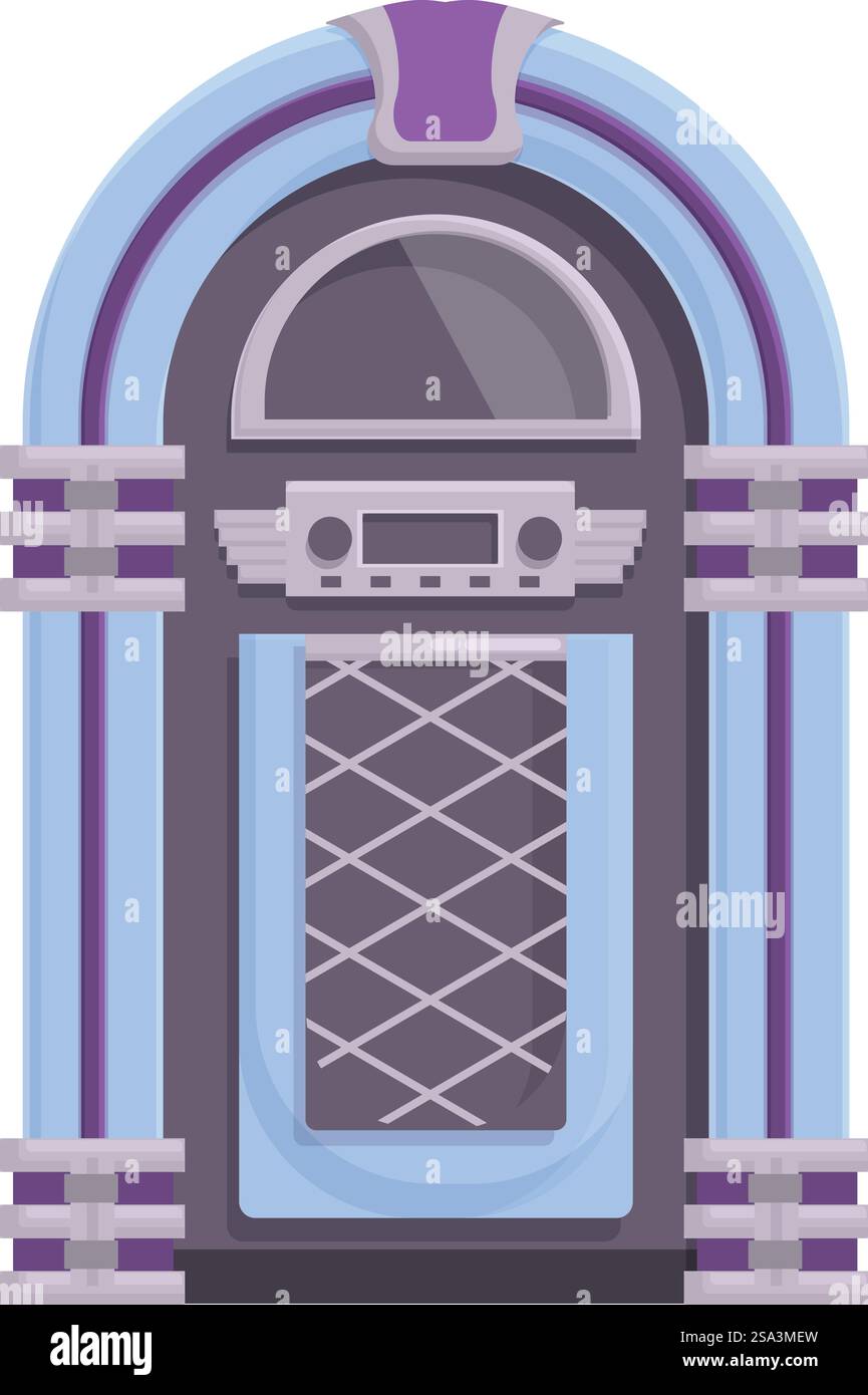 Vintage jukebox cartoon illustration with vibrant colors and nostalgic ...