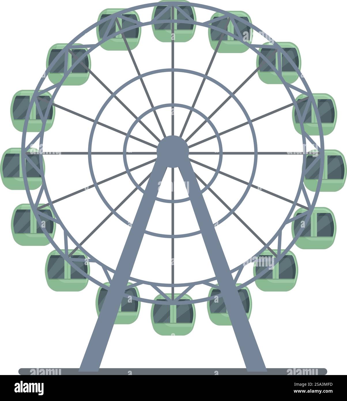 Flat design vector of a contemporary ferris wheel against a white ...