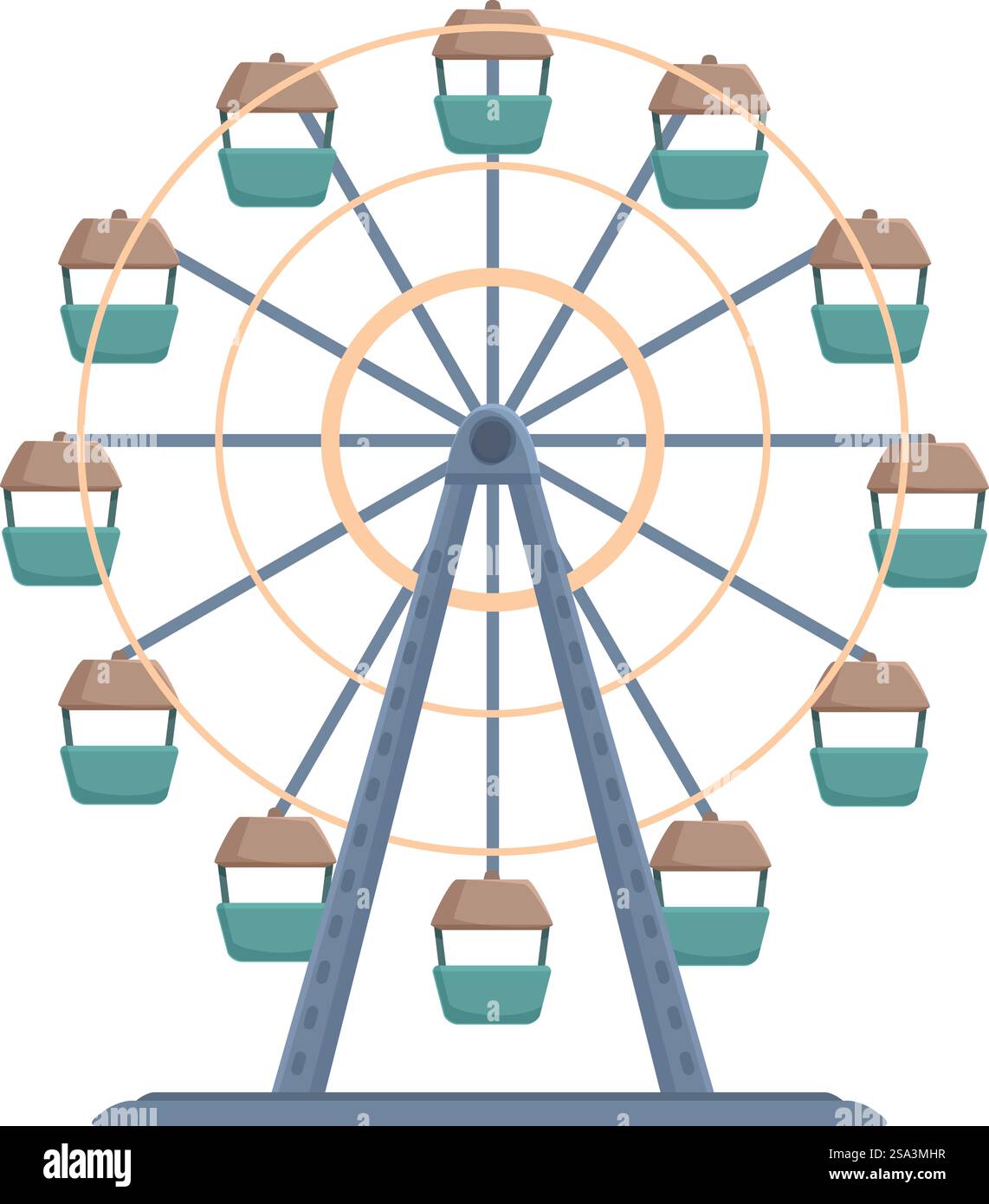Vibrant and colorful ferris wheel illustration in a flat vector design ...