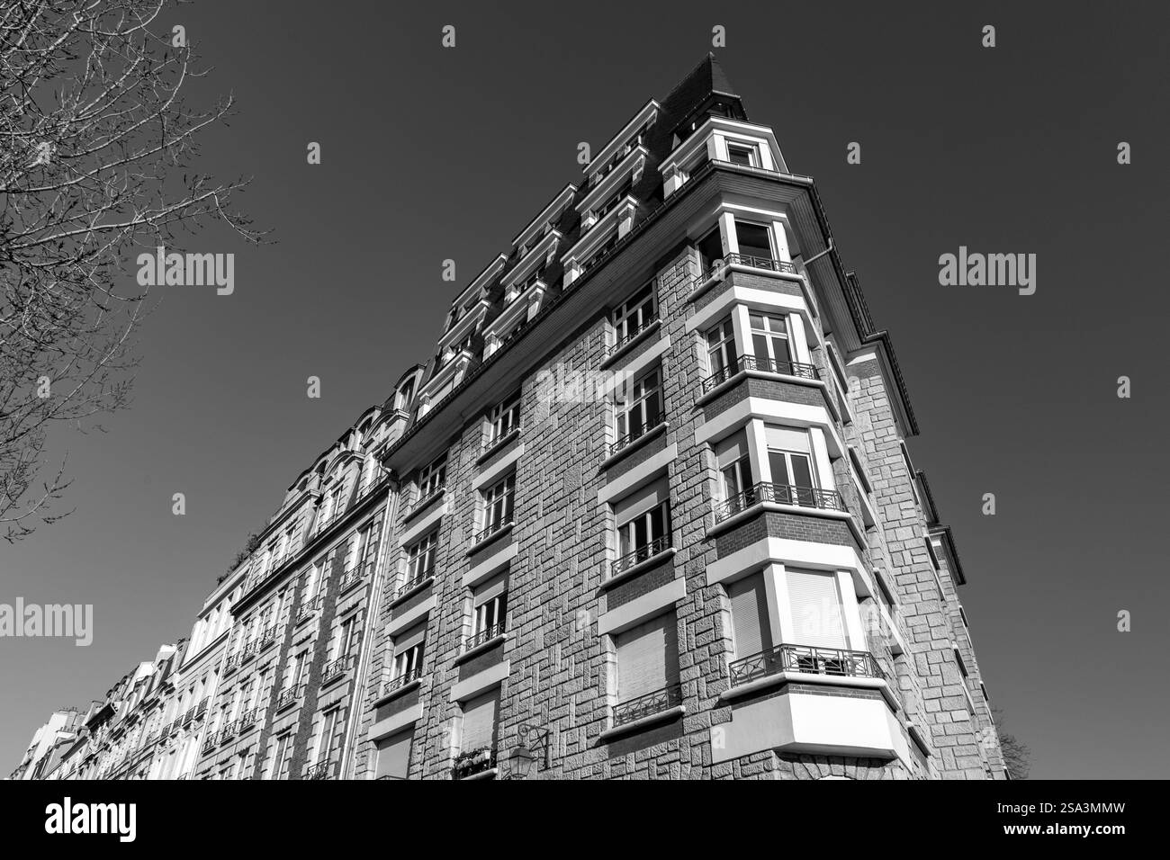 General street view from Paris, the French capital. Typical French ...