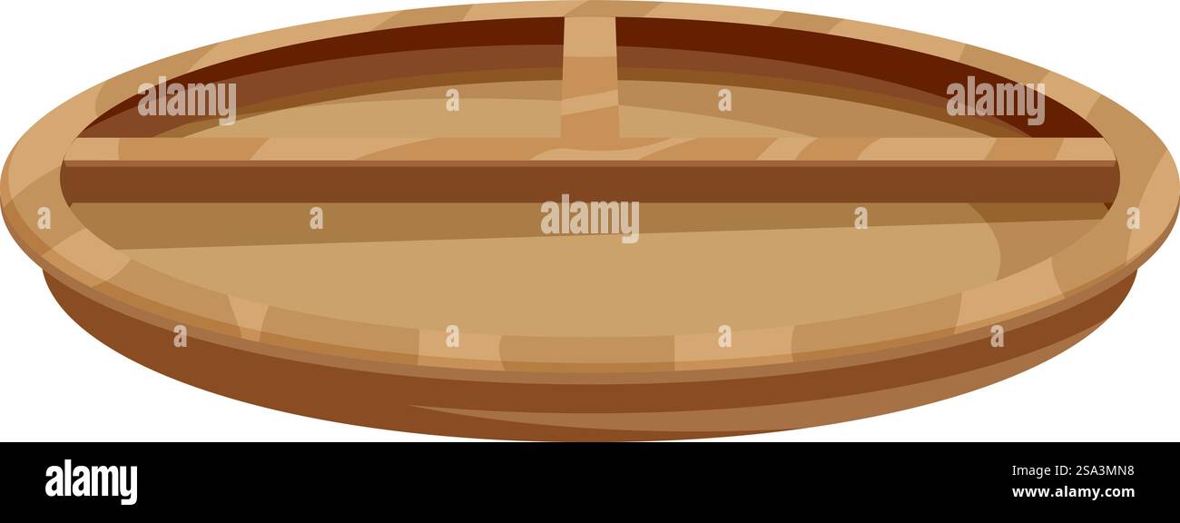 Illustration of a simple wooden tray with elevated edges, isolated on a ...