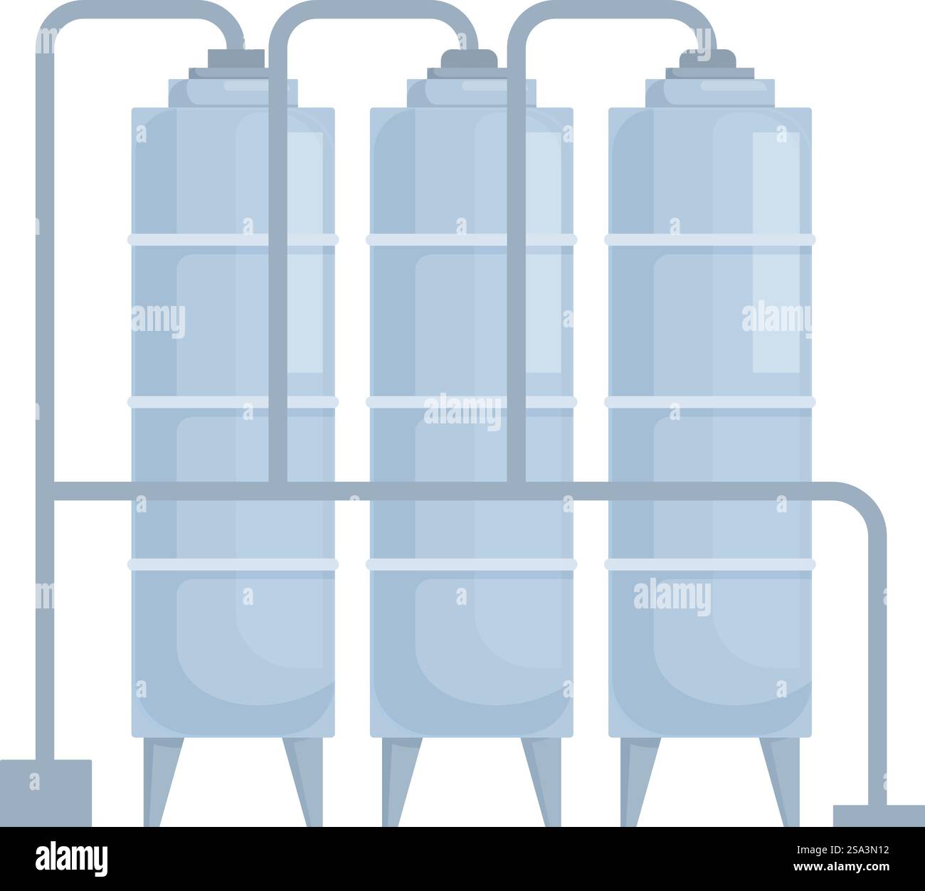 Flat vector design of industrial water storage tanks connected with ...
