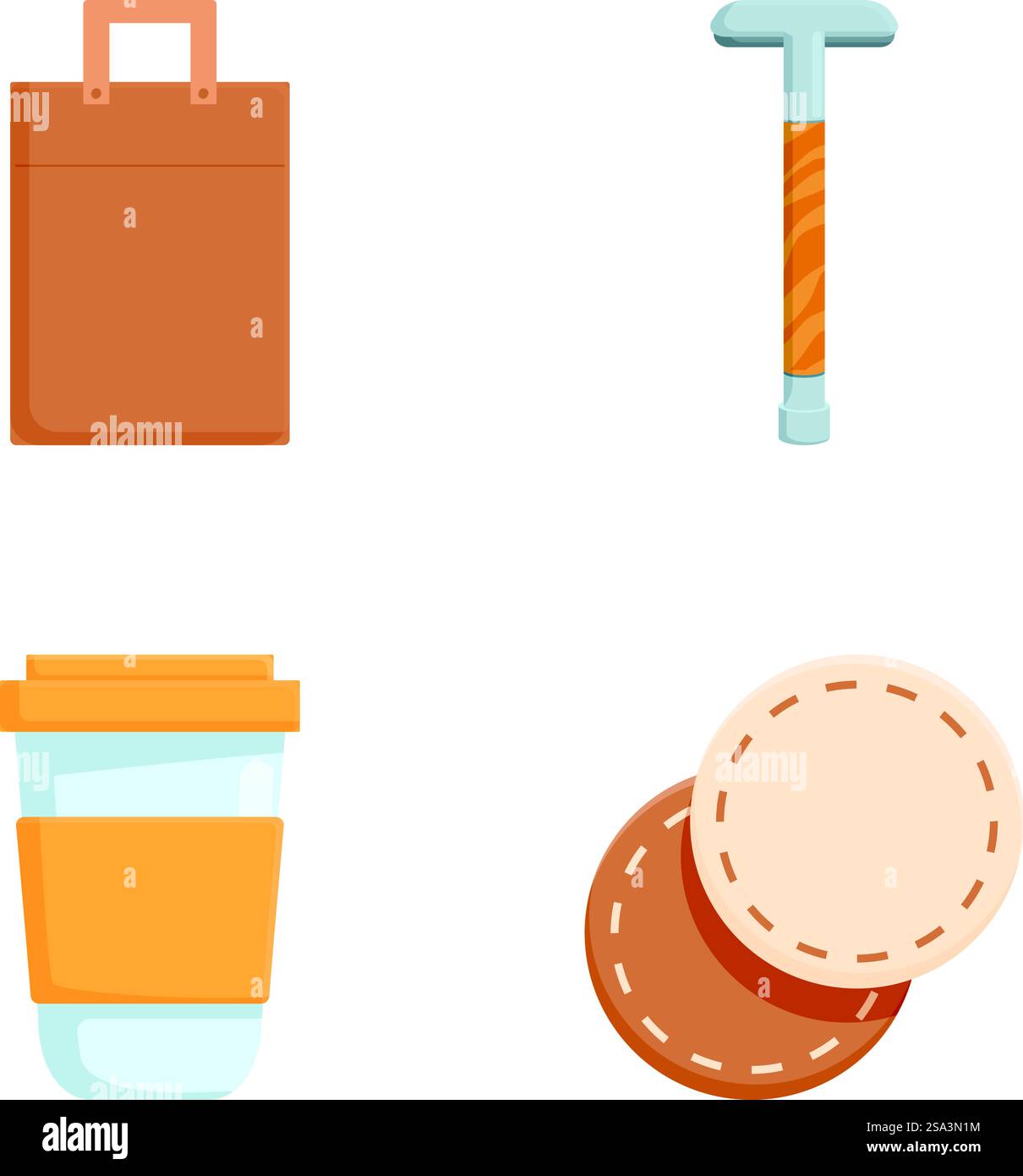 Collection of colorful vector illustrations featuring common items, a ...