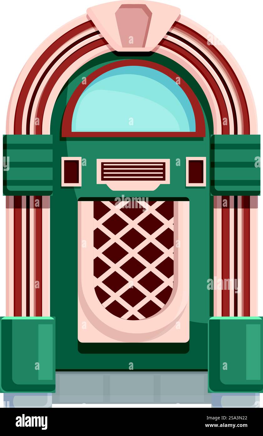 Nostalgic vintage jukebox vector illustration with retro 1950s music ...