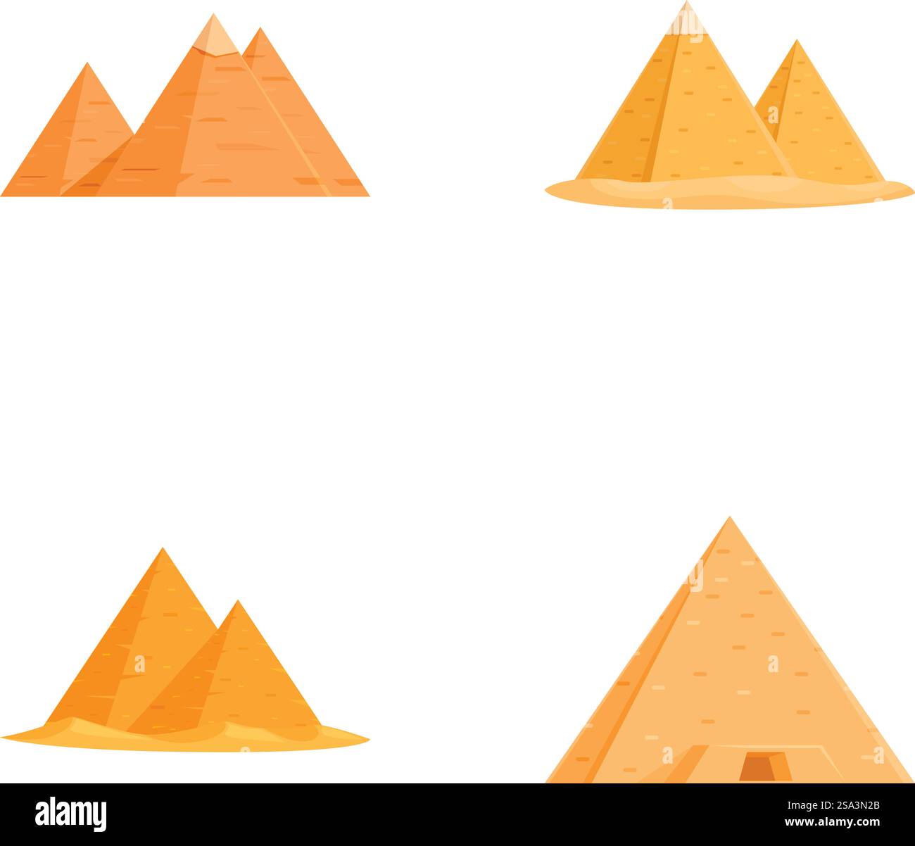Collection of four stylized vector pyramids, perfect for educational ...