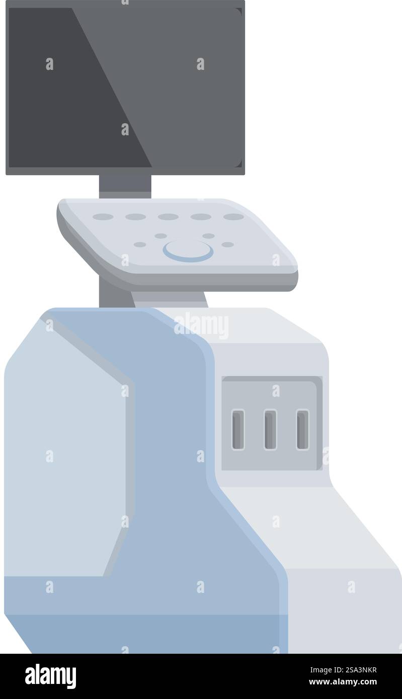 Vector illustration of a contemporary ultrasound machine with monitor ...