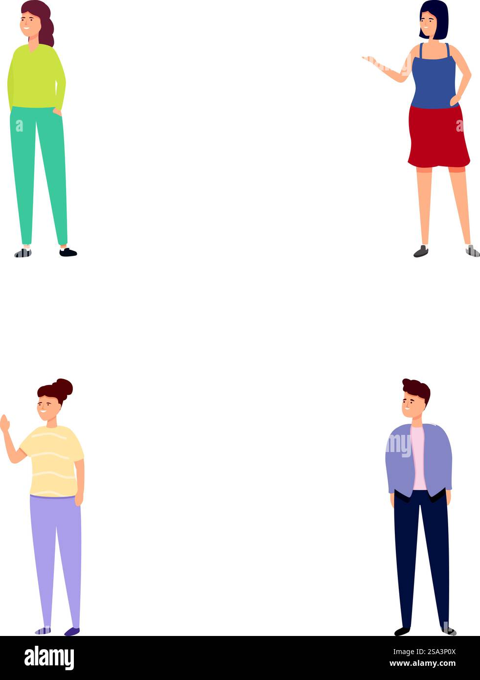 Set of four different cartoon characters in casual and business attire ...