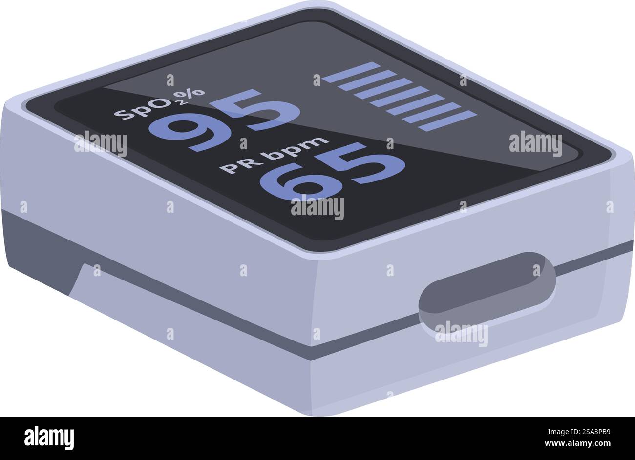 Digital rendering of an isolated pulse oximeter illustration on a white background for medical ...