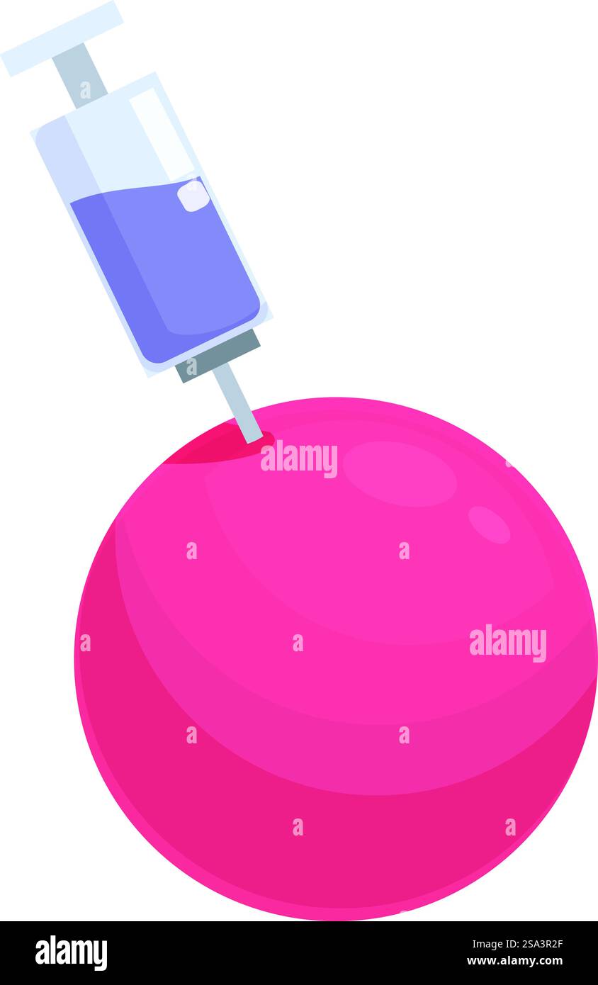 Digital illustration of a syringe inflating a vibrant red balloon ...