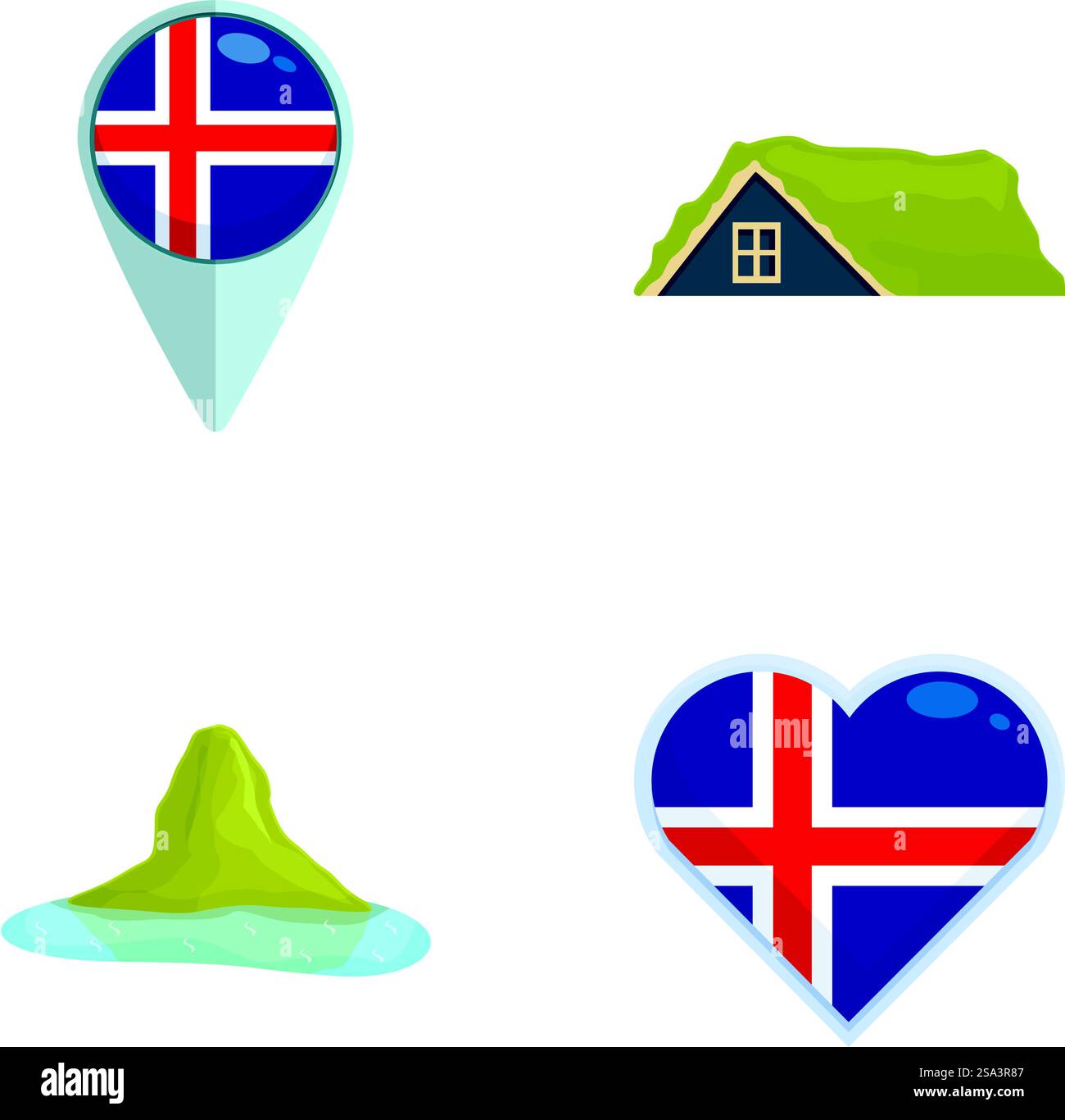 Set of vector icons representing icelandic culture, geography, and ...