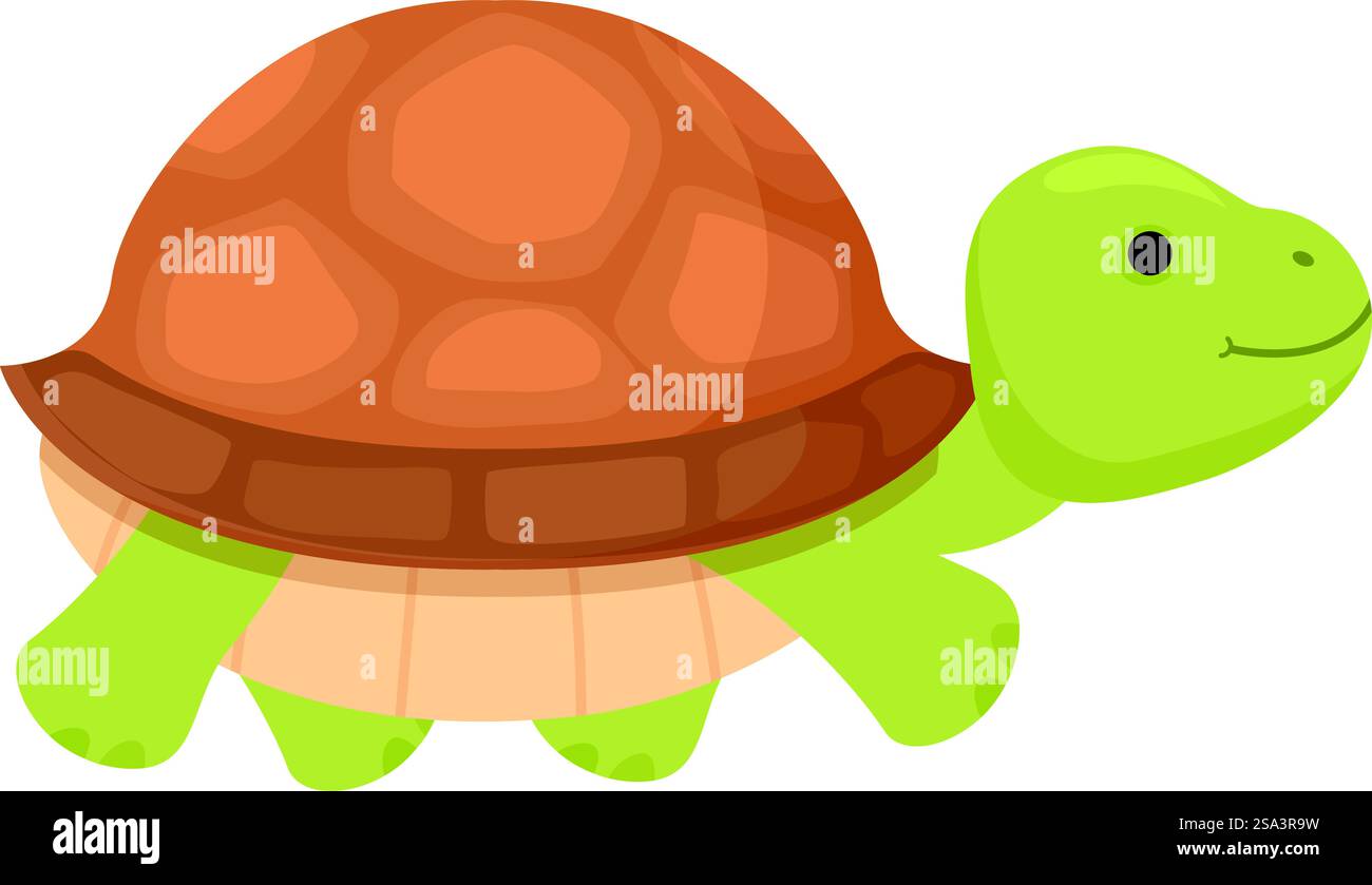 Adorable and friendly cartoon turtle illustration with a cheerful smile ...