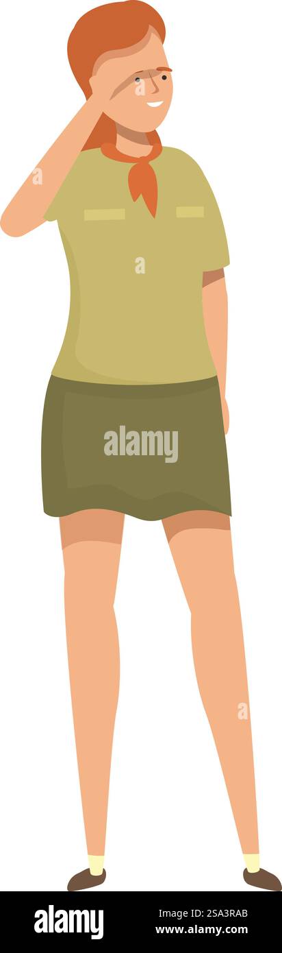 A brightly colored, vector illustration of a smiling female park ranger ...