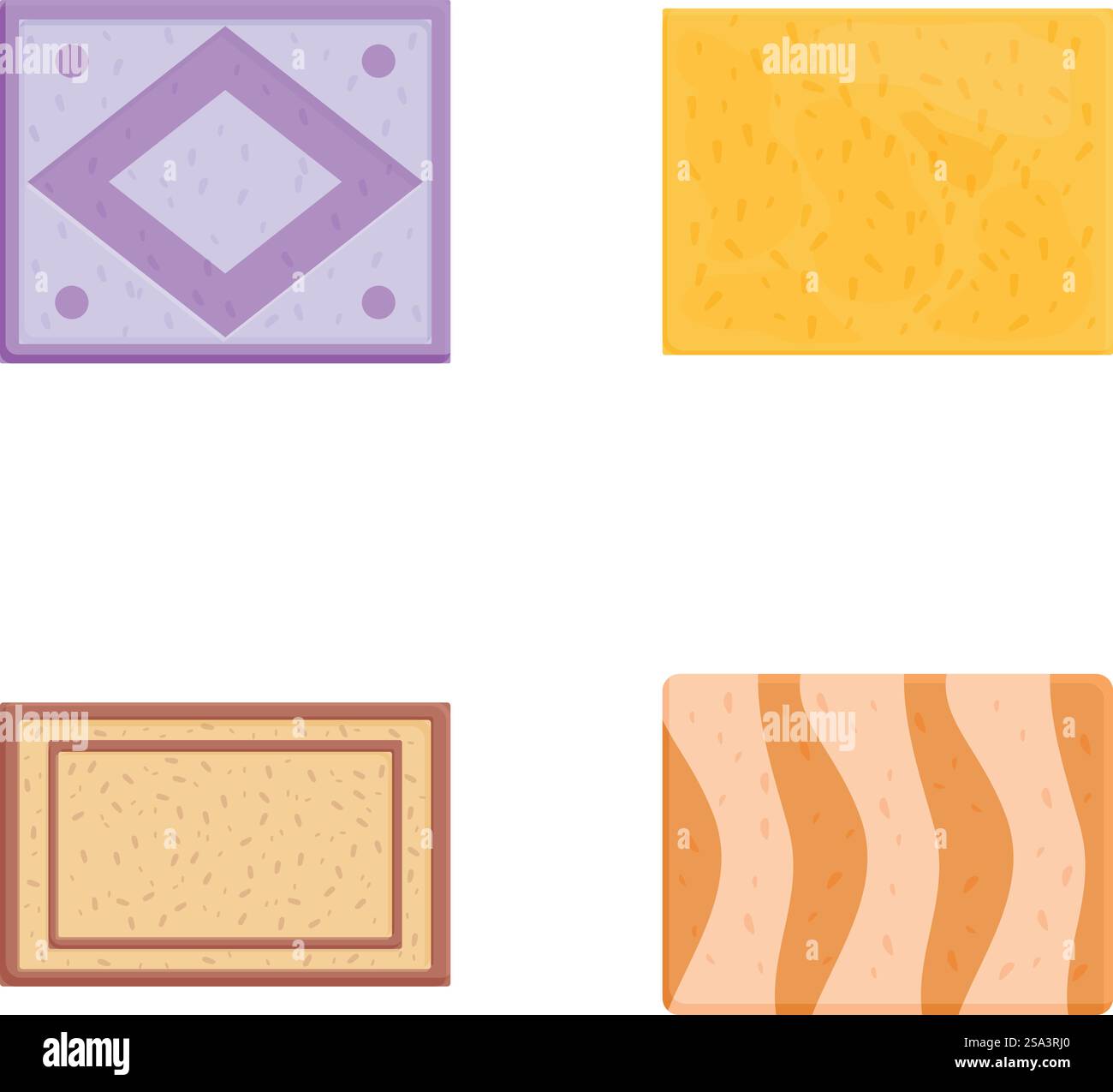 Illustration of four cartoonstyle tiles with diverse textures and ...