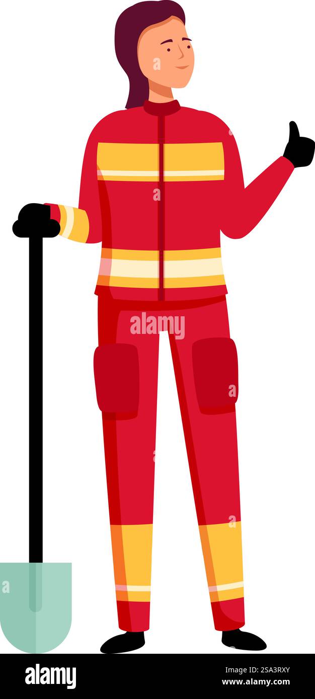 Illustration of a smiling firefighter with a shovel showing approval ...