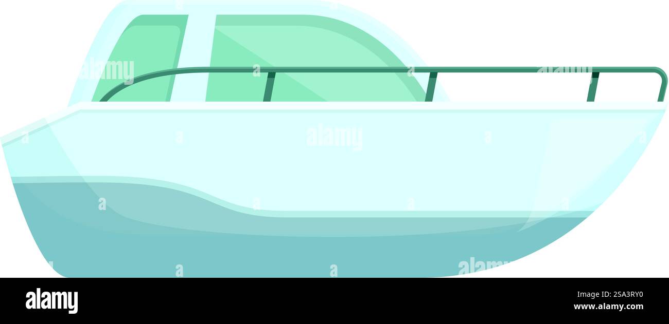 Colorful cartoon illustration of a simple modern small boat isolated on ...