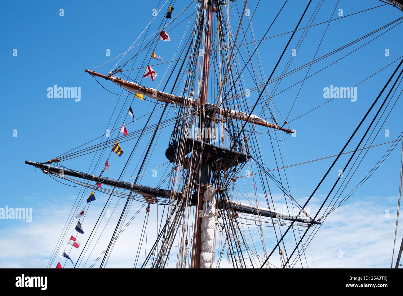 Ship's mast and rigging seen during the Tall Ships Festival in Duluth ...