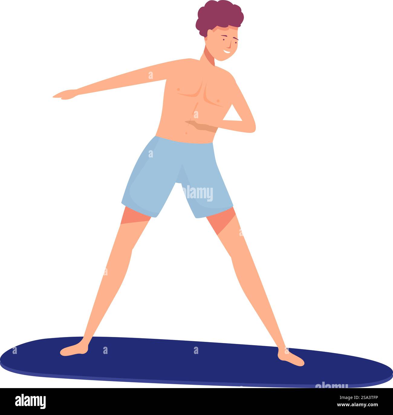 Illustration of a fit young man performing a yoga stance on a mat ...