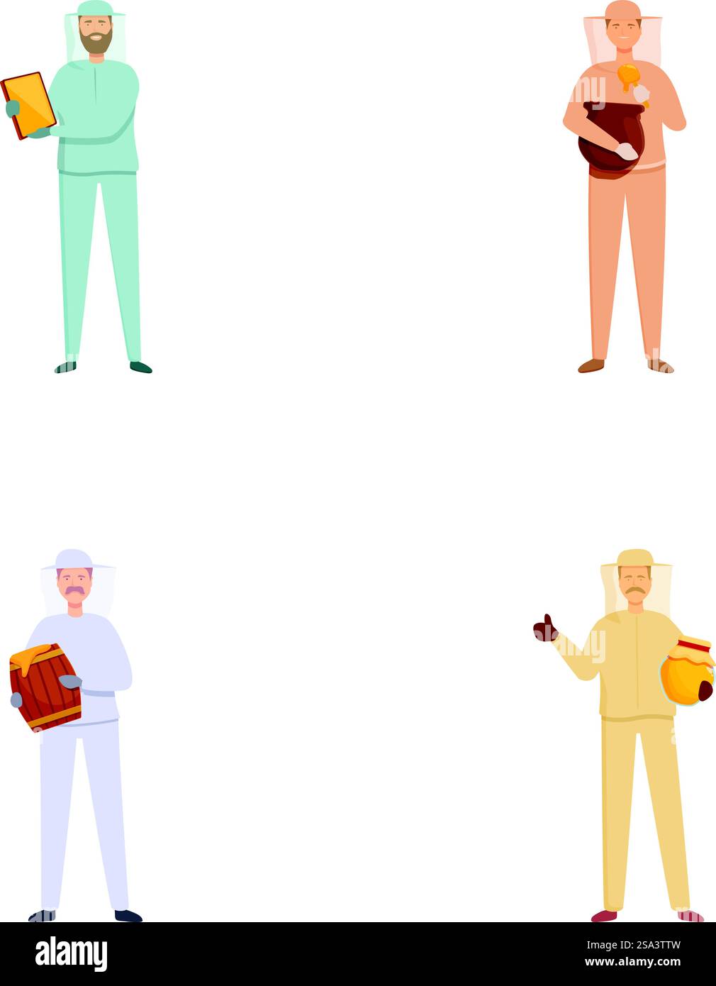 Four cartoon characters representing different professions with their ...