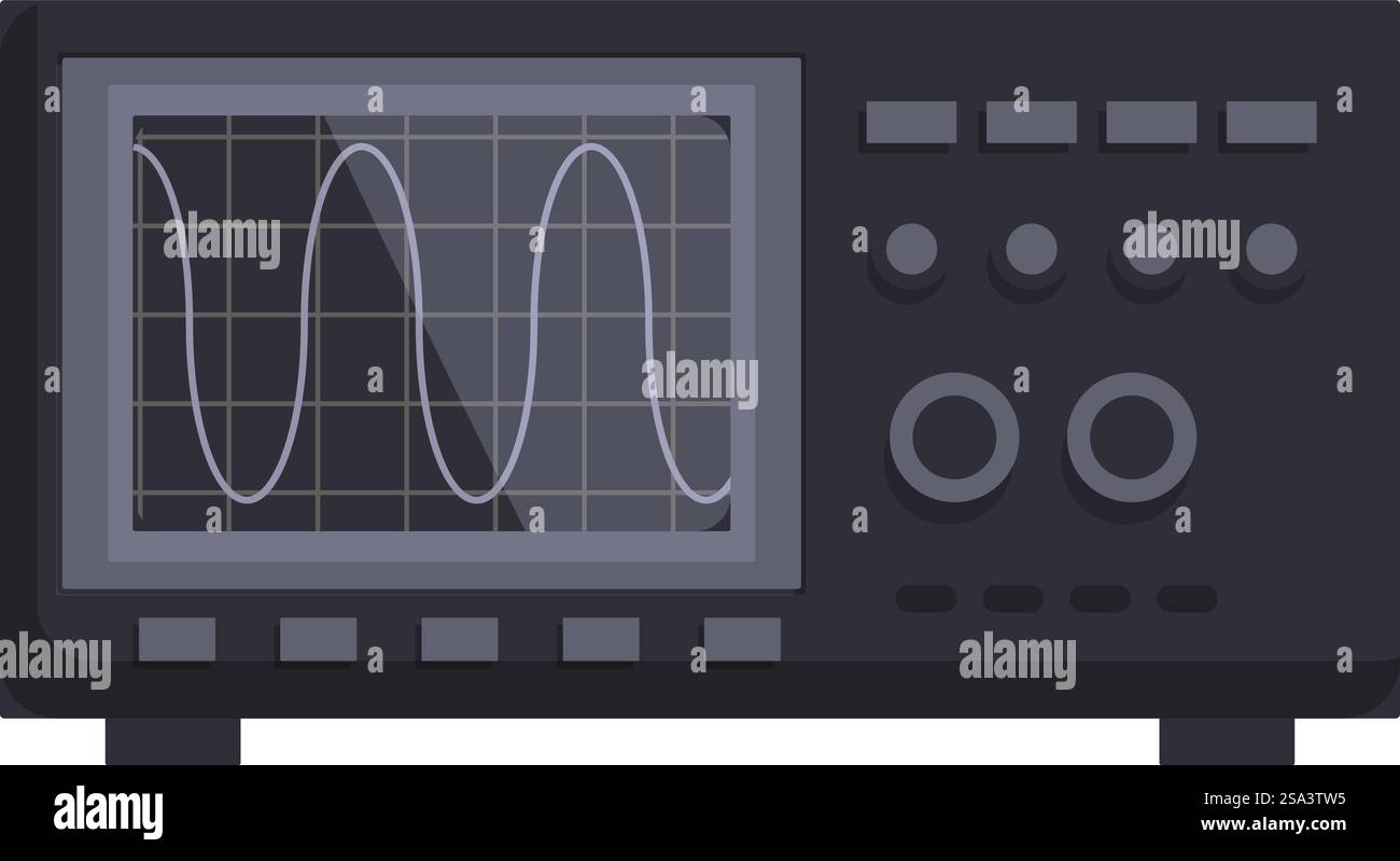 Detailed digital oscilloscope vector illustration for scientific laboratory electrical ...
