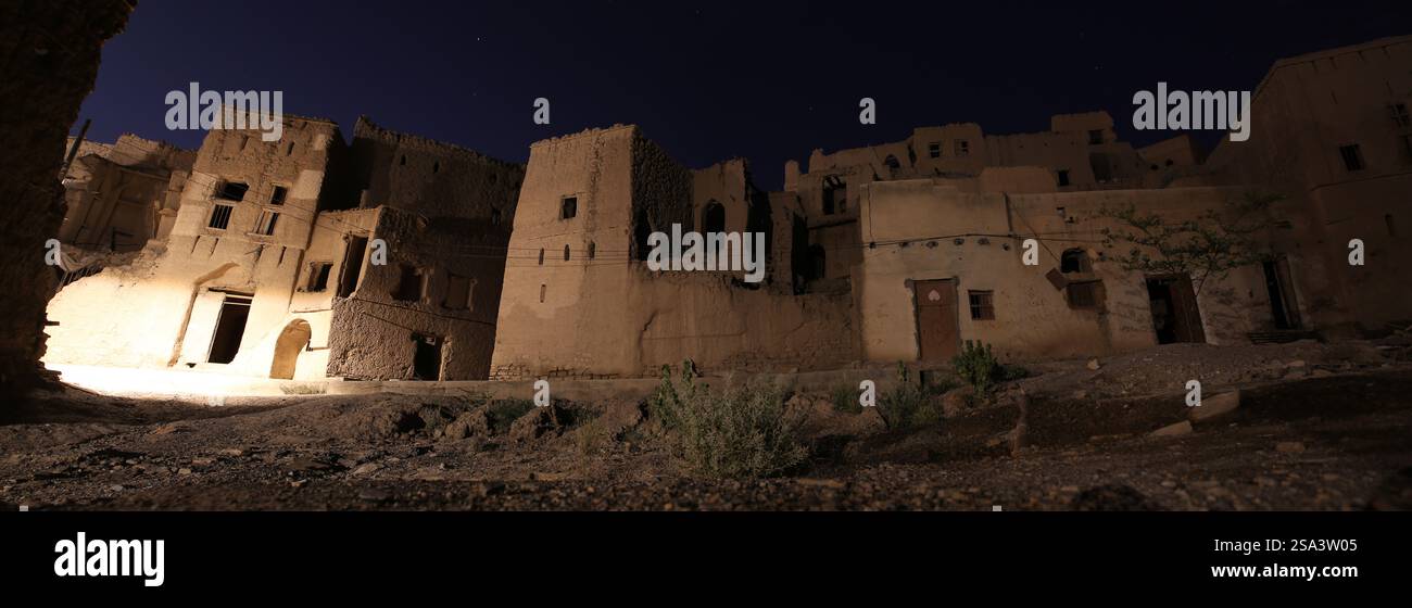 View of the ruins of Birkat Al Mouz, a historical village in Oman Stock ...
