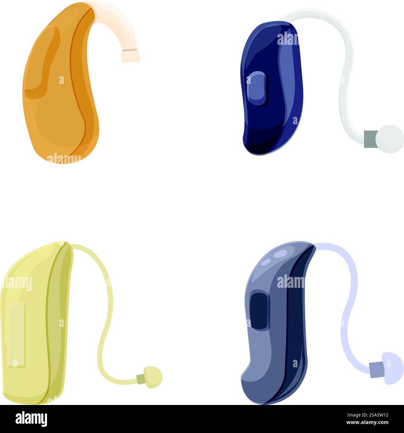 Variety of modern hearing aid devices for people with hearing loss ...
