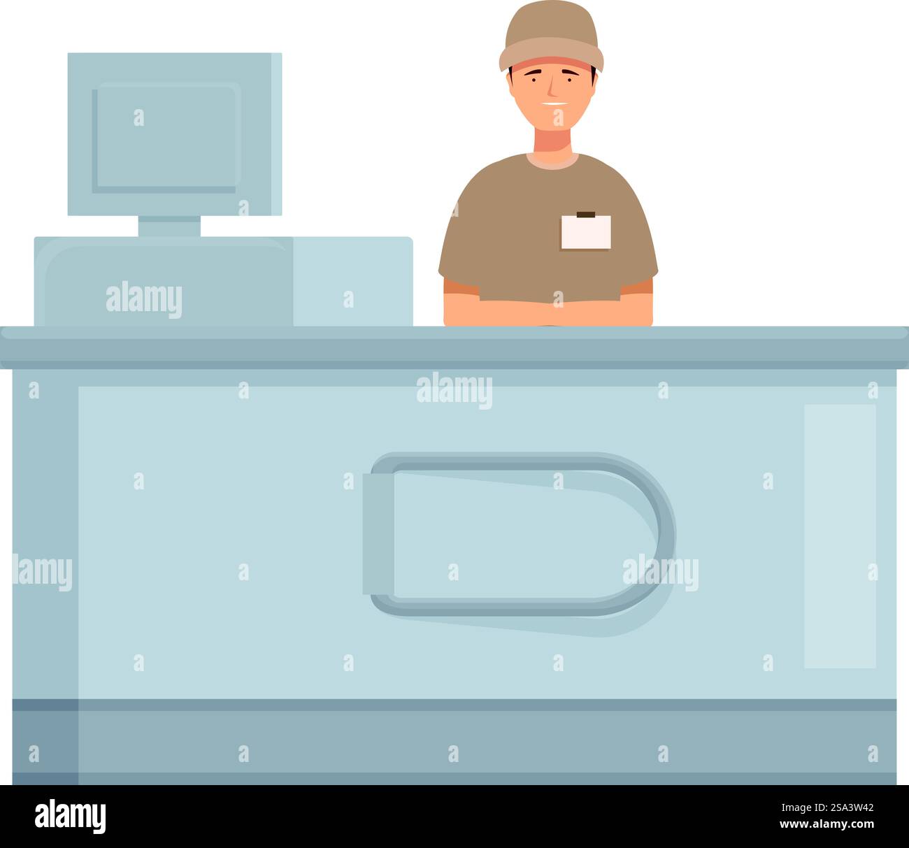 Modern cashier at workstation illustration with flat design hi-res ...