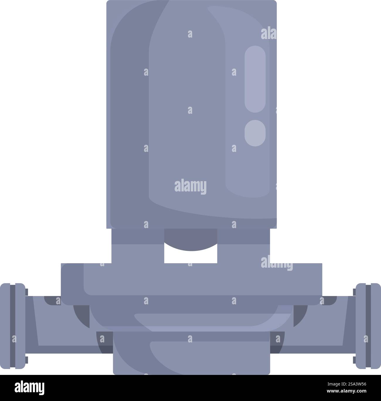 Flat design icon of a straight industrial pipeline with a central flange. Vector illustration of ...