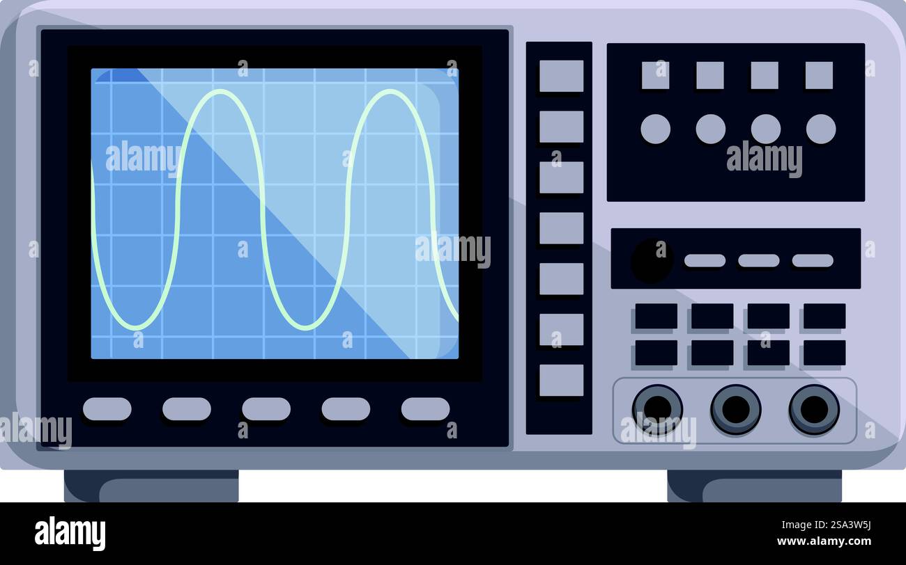 Flat design vector of a digital oscilloscope used for electronic signal ...