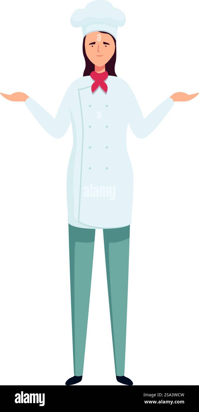 Illustration of a professional chef with open hands in a welcoming or ...