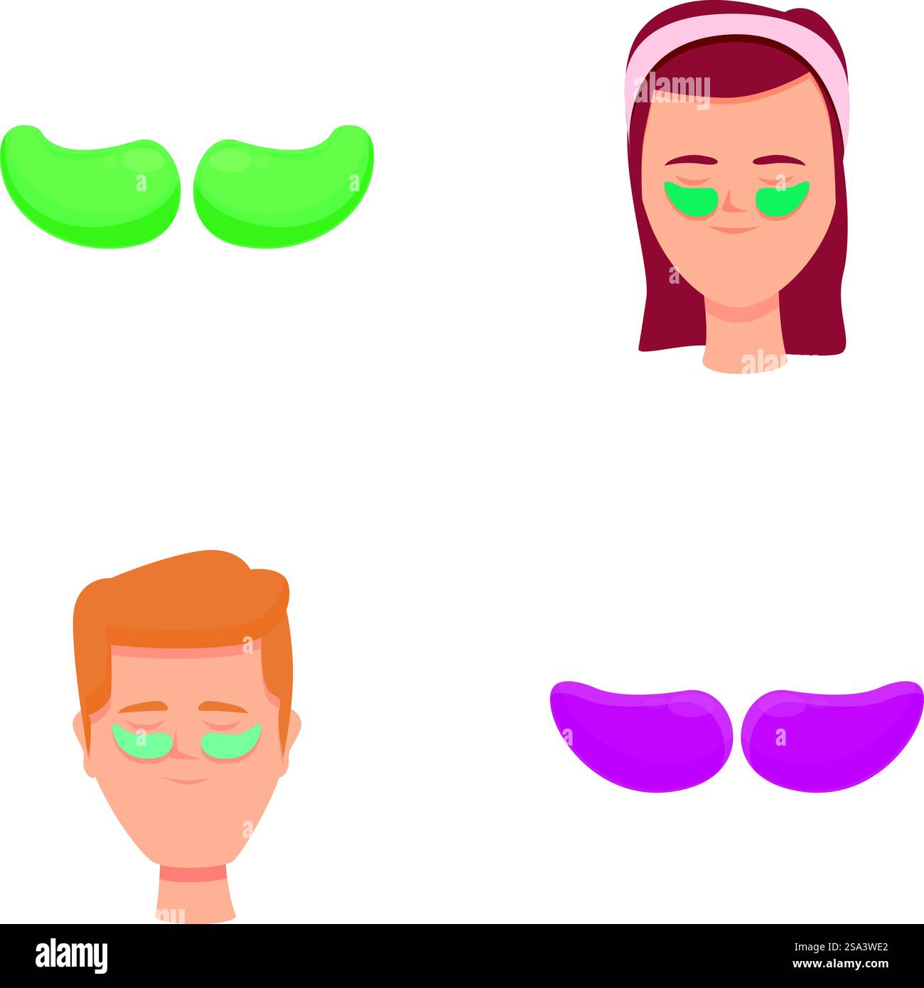 Moisturizing patches icons set cartoon vector. People with patches ...