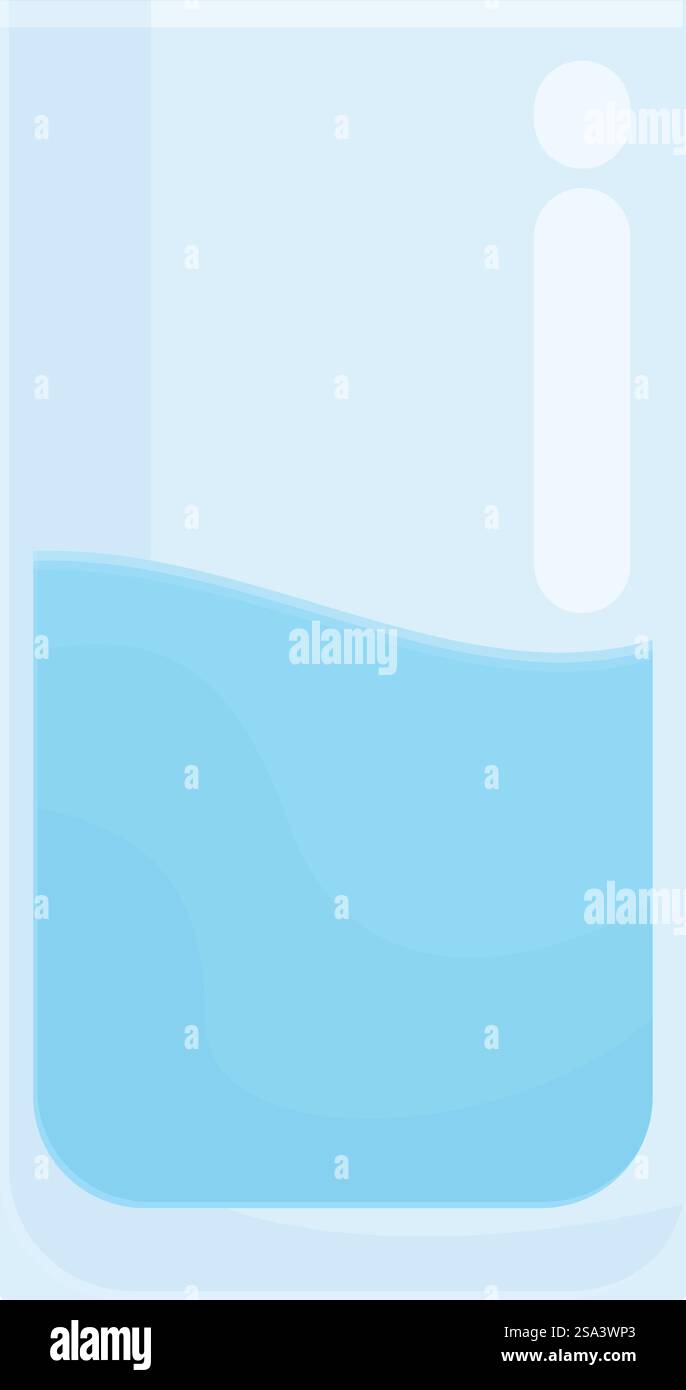 Vector graphic of a glass of water at half capacity, symbolizing ...