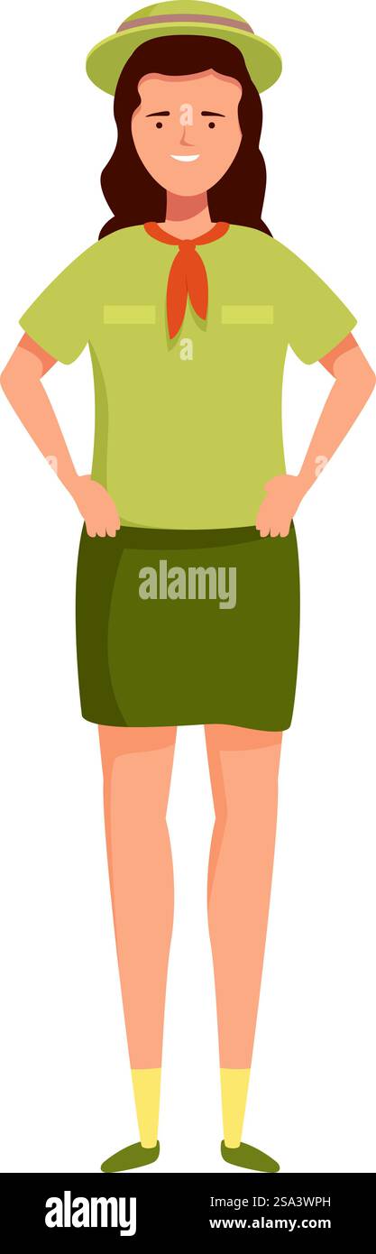 Vector illustration of a happy female park ranger standing in uniform ...
