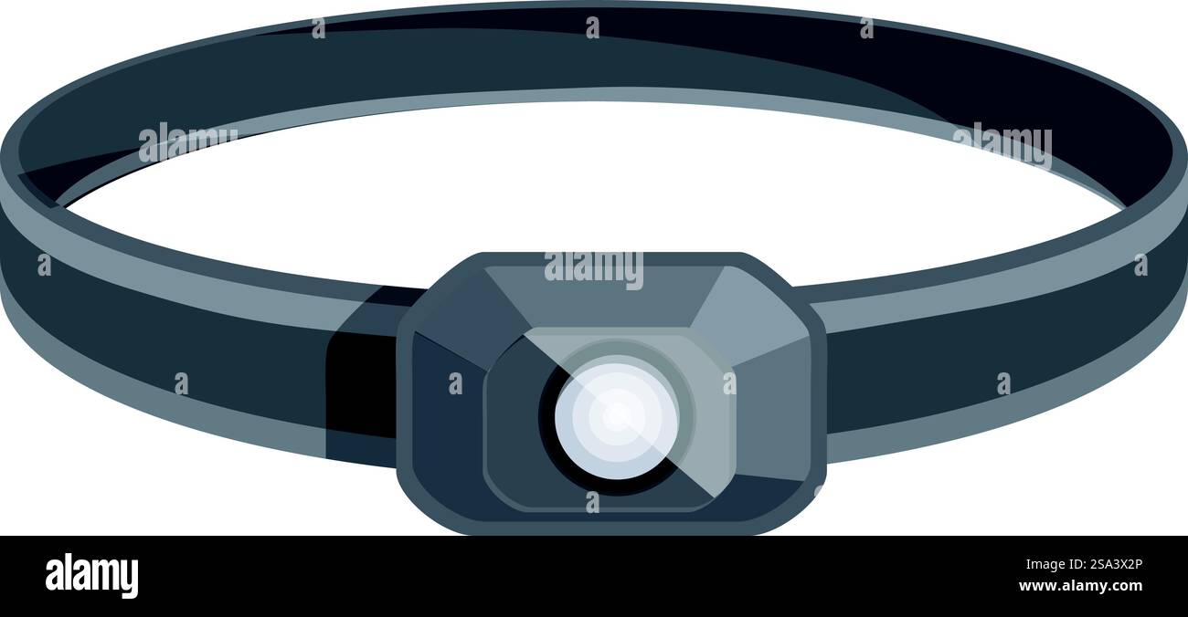 Vector illustration of a modern, adjustable led headlamp, ideal for ...