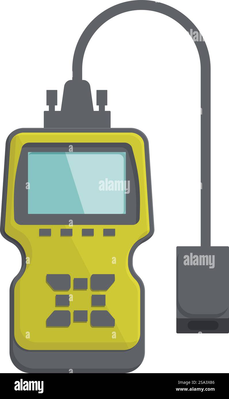Vector illustration of a yellow digital multimeter with a connected ...