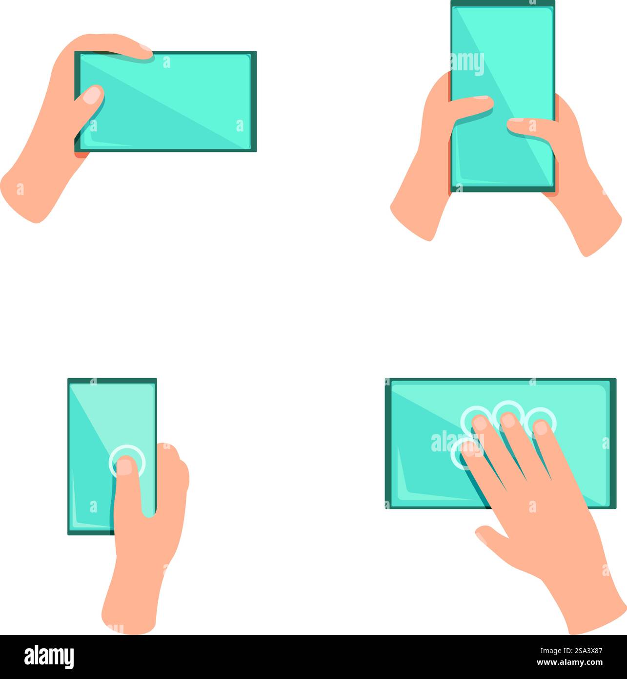 Finger touching icons set cartoon vector. Hand gesture on touch digital ...
